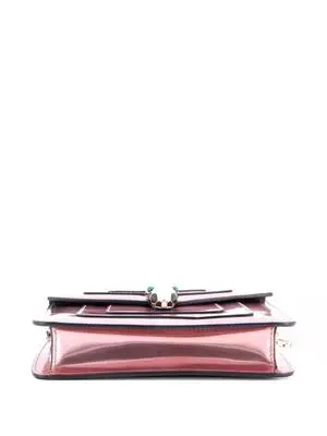 BVLGARI Serpenti Forever Square Metallic Leather Small Shoulder Bag - Pink