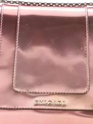 BVLGARI Serpenti Forever Square Metallic Leather Small Shoulder Bag - Pink
