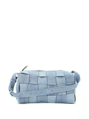 Bottega Veneta Cassette Maxi Intrecciato Denim Shoulder Bag - Blue