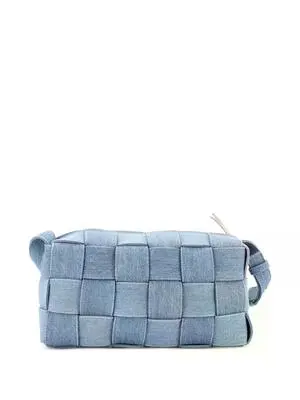 Bottega Veneta Cassette Maxi Intrecciato Denim Shoulder Bag - Blue