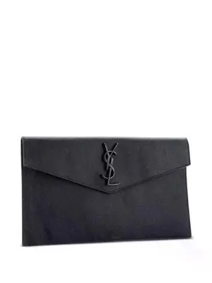 Saint Laurent Uptown Pouch Leather Clutch Bag - Black