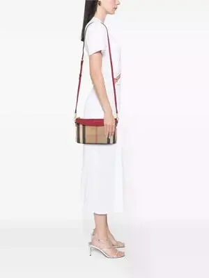Burberry House Check Canvas Derby Peyton Crossbody Bag - Brown