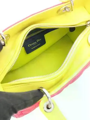 Dior 2013 Medium Tricolor Lambskin Cannage Lady Handbag - Pink