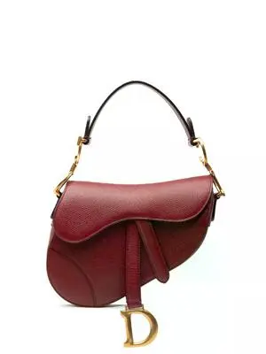 Dior 2019 Mini Grained Calfskin Saddle Bag Satchel - Red
