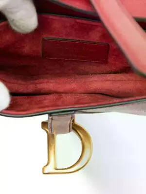 Dior 2019 Mini Grained Calfskin Saddle Bag Satchel - Red