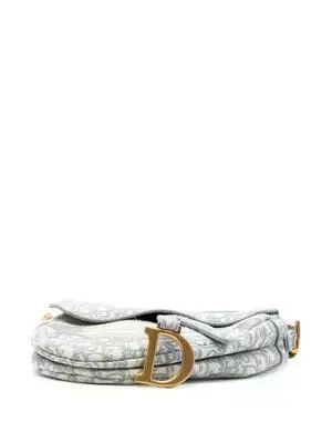 Dior Oblique Embroidered Canvas Saddle Bag - Grey