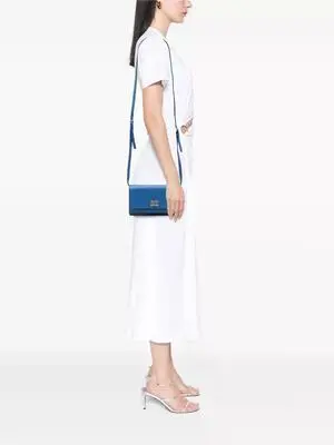 Prada Saffiano Leather Wallet On Strap Crossbody Bag - Blue