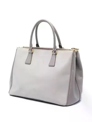 Prada Medium Saffiano Lux Galleria Double Zip Satchel - Grey
