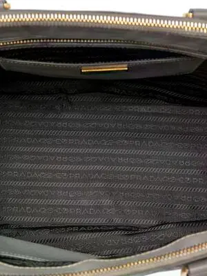 Prada Medium Saffiano Lux Galleria Double Zip Satchel - Grey