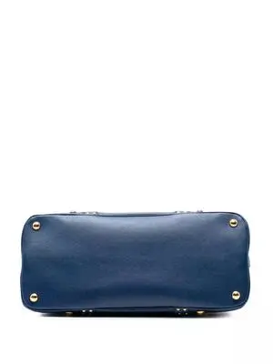 Prada Studded Saffiano Cuir Promenade Satchel - Blue