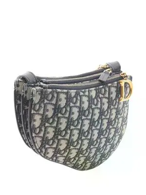 Dior Oblique Canvas Saddle Triple Zip Crossbody Bag 2010-2026 - Blue