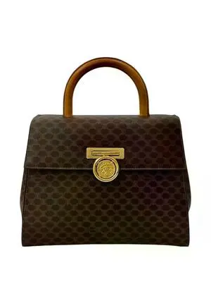 Celine 20th Century Macadam Coated Canvas Medallion Handbag