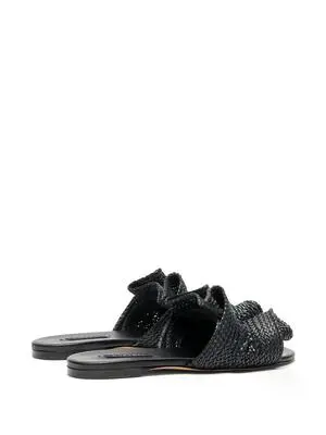 Casadei Hanoi Woven Flat Sandals - Black