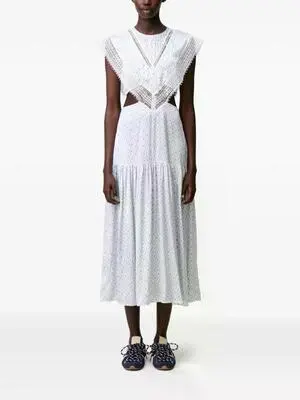 Claudie Pierlot Satin And Lace Maxi Dress - White