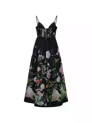 Cara Cara Pero Floral Midi Dress - Black