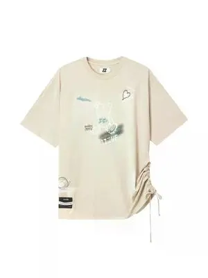 Izzue Graphic-print T-shirt With Drawstring - Neutrals