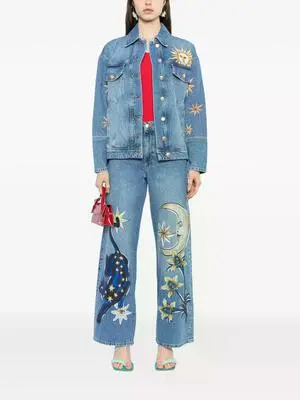 Farm Rio Graphic Print Wide-leg Jeans