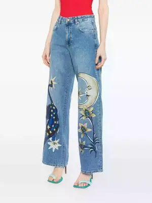 Farm Rio Graphic Print Wide-leg Jeans