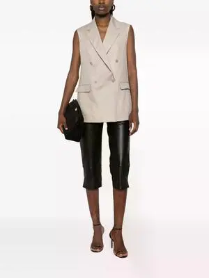 Tagliatore Double-breasted Waistcoat In Linen - Neutrals