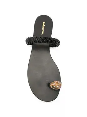 Lola Cruz Braided Thong Sandals - Black
