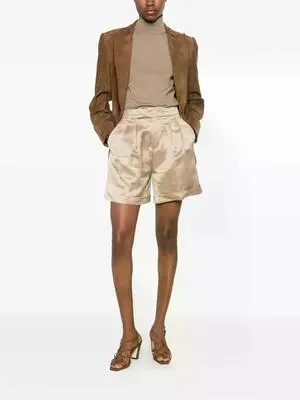 BRIGLIA 1949 Pleated Cuffed Hem Shorts - Neutrals