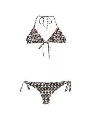 IU RITA MENNOIA Geometric-print Two-piece Bikini - Black
