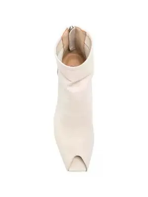 GISEL MOIRE Raffy Peep-toe Boots - Neutrals