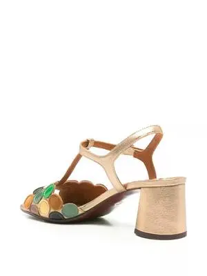 Chie Mihara T-strap Circle-embellished Sandals - Gold