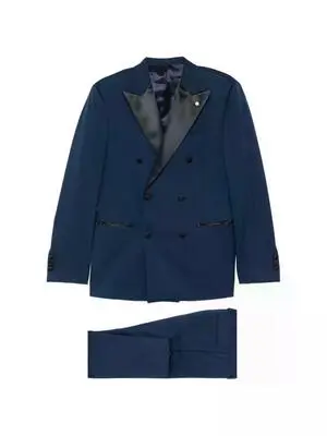 LUIGI BIANCHI MANTOVA Double-breasted Peak-lapel Suit - Blue