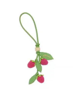 GANNI Strawberry Crocheted Keyring - Green