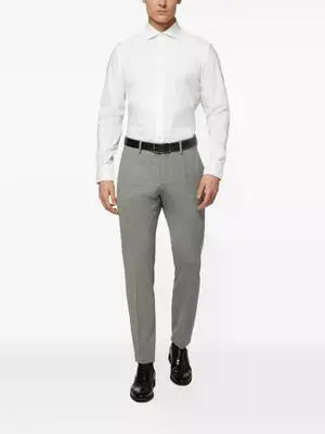 Boggi Milano Slim Fit Pinpoint Cotton Shirt - White