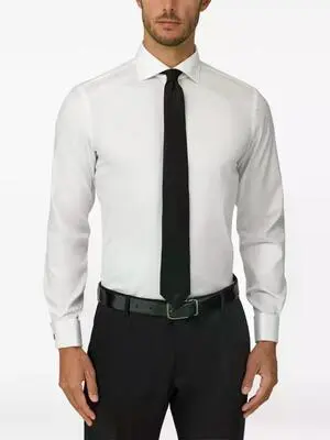 Boggi Milano Slim Fit Pinpoint Cotton Shirt - White