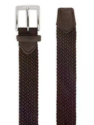 Boggi Milano Woven Suede Belt - Brown