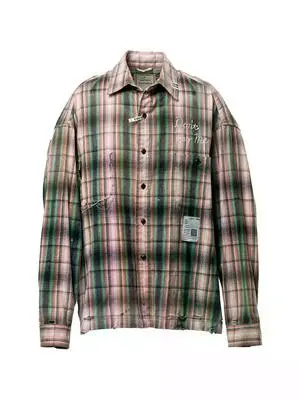 Mihara Yasuhiro Checked Embroidered Shirt