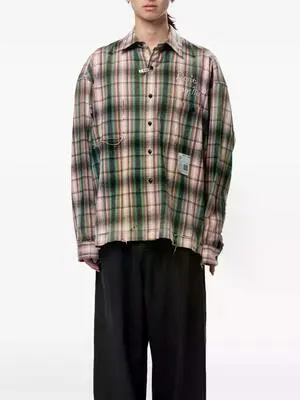 Mihara Yasuhiro Checked Embroidered Shirt