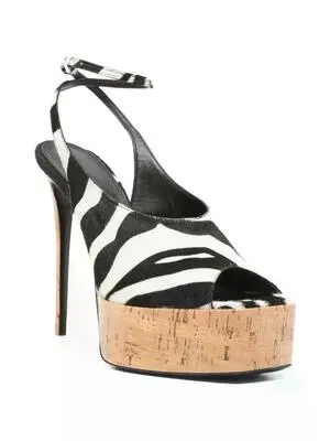 Attico Ornella Zebra-print Platform Sandals - Black