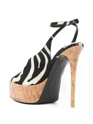 Attico Ornella Zebra-print Platform Sandals - Black