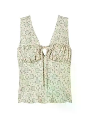 Claudie Pierlot Printed V-neck Sleeveless Top - Neutrals