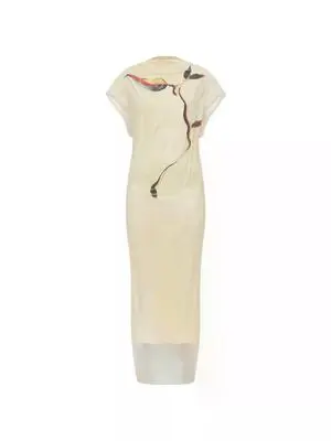 Sportmax Graphic-print Open-back Midi Dress - Yellow