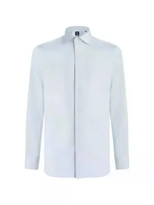 Boggi Milano Long Fit Pinpoint Cotton Shirt - Blue