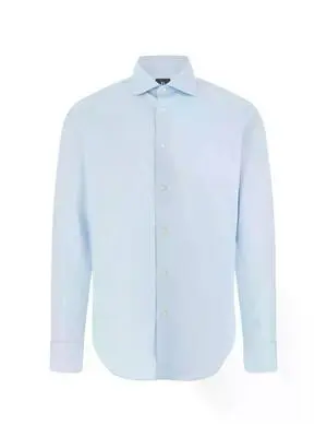 Boggi Milano Long Fit Pinpoint Cotton Shirt - Blue