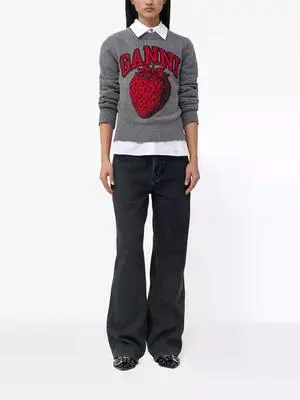 GANNI Intarsia-knit Logo Jumper