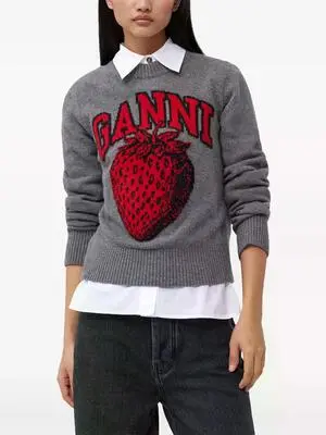 GANNI Intarsia-knit Logo Jumper
