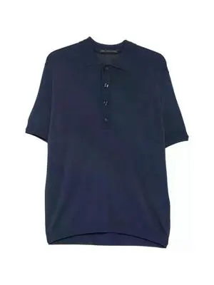 LOW BRAND Buttoned Polo - Blue