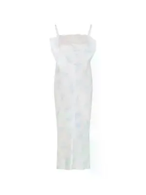 Carven Floral-print Lace-trim Midi Dress - Neutrals