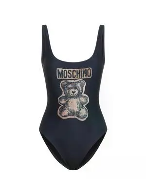 Moschino Bear-print One-piece Swimsuit - Black