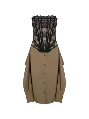 Giuseppe Di Morabito Lace-detail Buttoned Dress - Brown