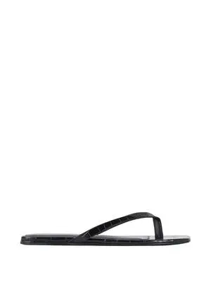 TOTEME Croc-embossed Flip Flops - Black