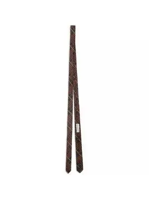 Burberry Checked Silk Skinny Tie - Brown