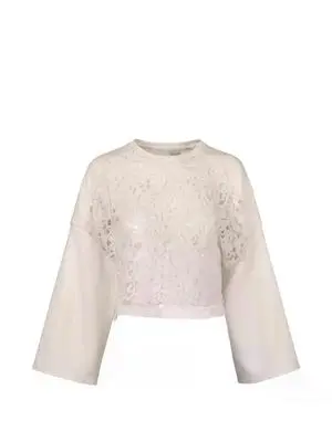 Valentino Garavani Lace-panel Cropped Sweatshirt